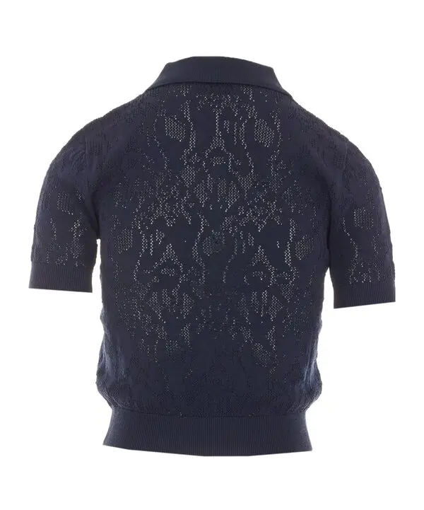 DONDUP Openwork Polo Knitted Top - Navy