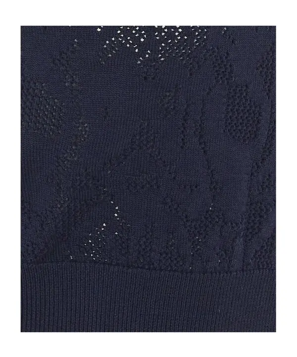 DONDUP Openwork Polo Knitted Top - Navy