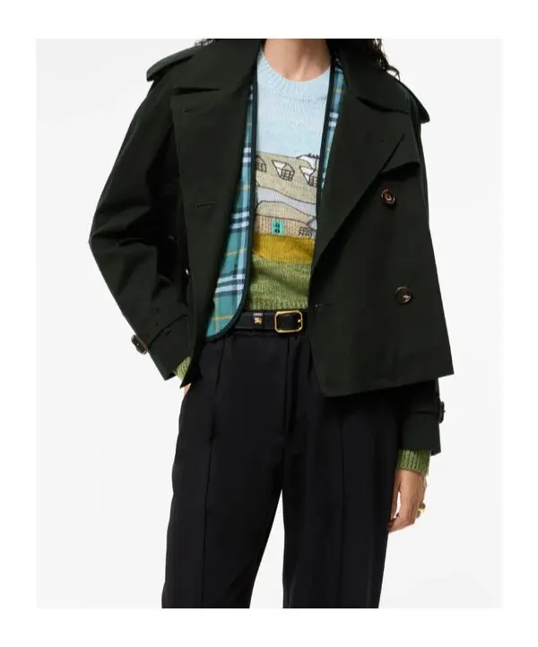 Burberry Cropped Gabardine Mayfair Trench Jacket With Warmer