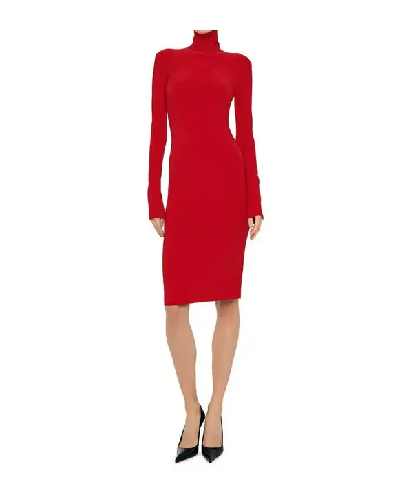 Norma Kamali Long-sleeved, High-neck Dress