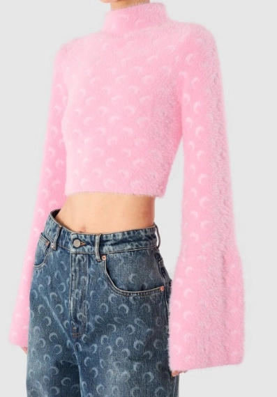 MARINE SERRE Fluffy Moon Jacquard Knit Turtleneck Sweater