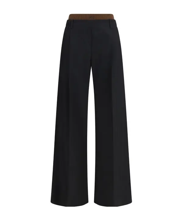 Loewe Wide-leg Pants With Ribbed Waistband