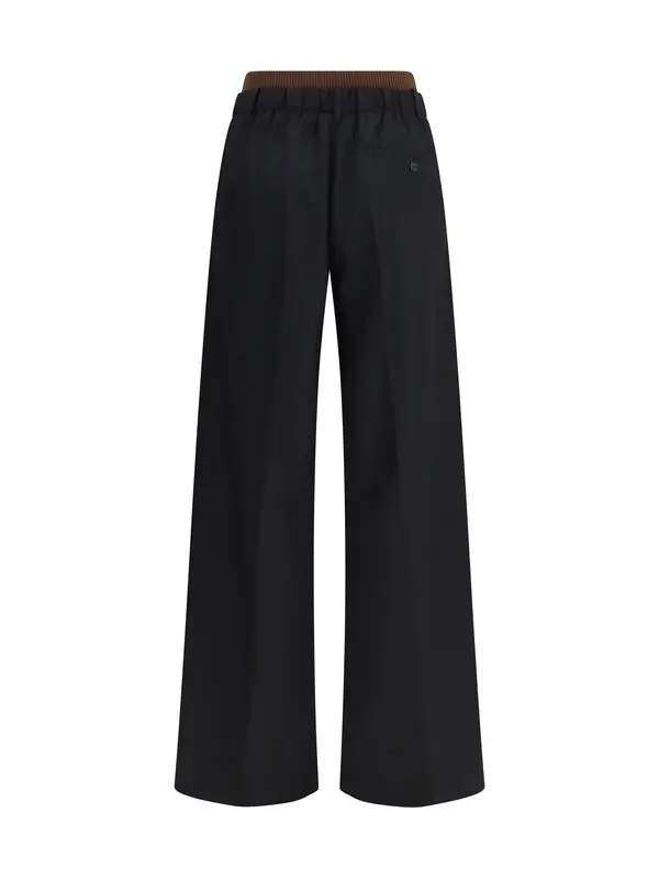 Loewe Wide-leg Pants With Ribbed Waistband