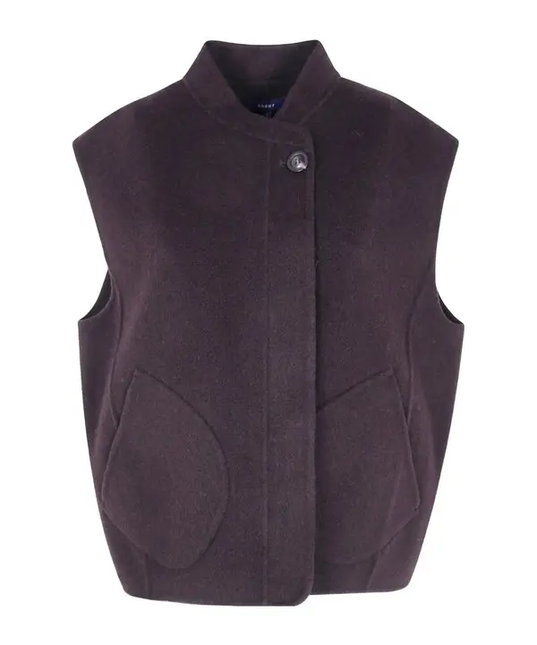 Soeur Stand Collar Wool Blend Sleeveless Vest