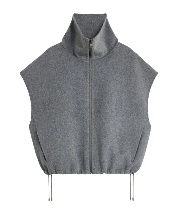 Soeur High Neck Wool Sleeveless Poncho Vest