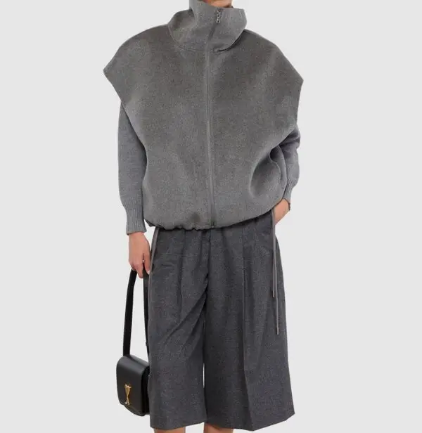 Soeur High Neck Wool Sleeveless Poncho Vest