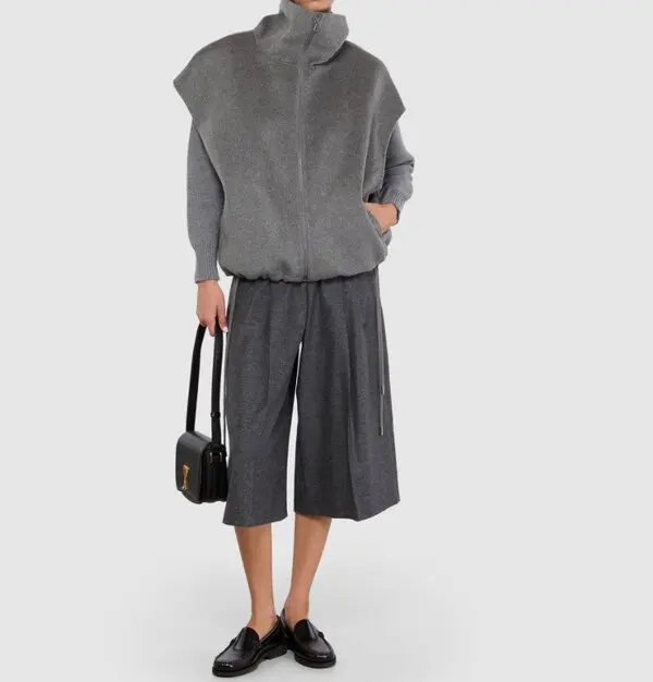 Soeur High Neck Wool Sleeveless Poncho Vest