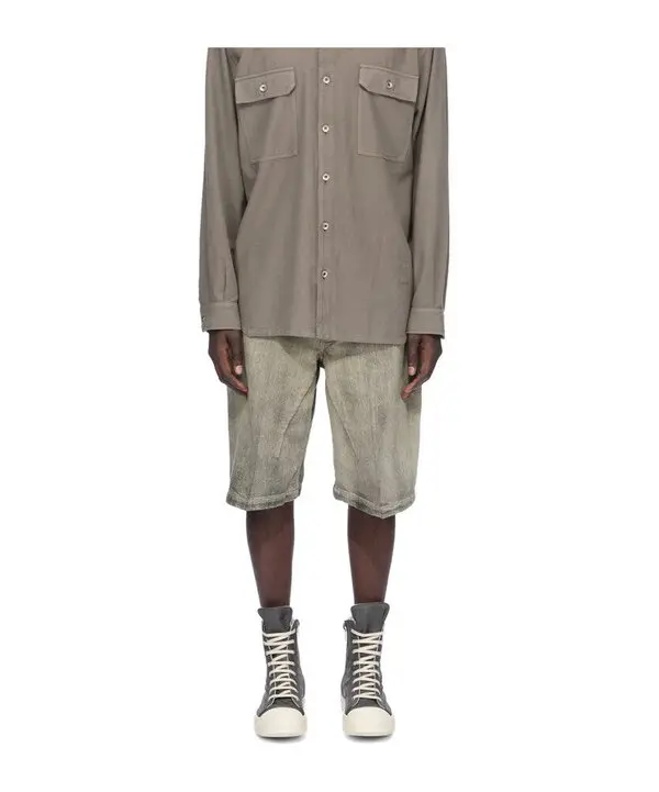 Rick Owens Washed-effect Knee-length Shorts