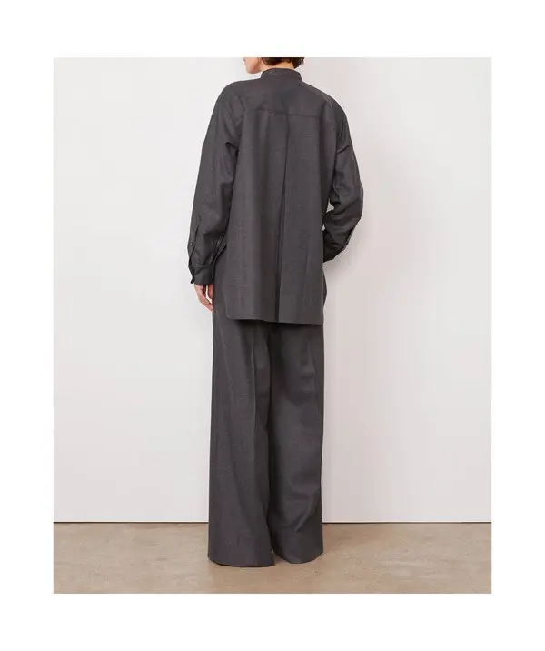 Officine Générale Mandarin Collar Loose Wool Shirt
