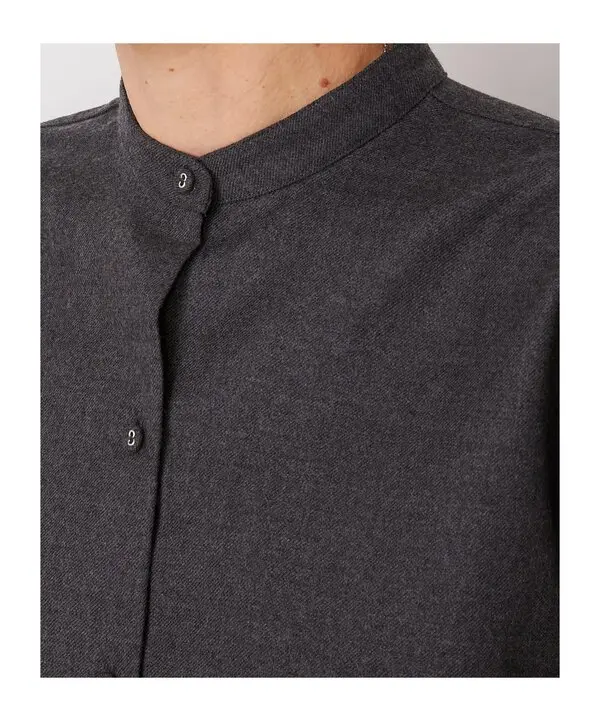 Officine Générale Mandarin Collar Loose Wool Shirt