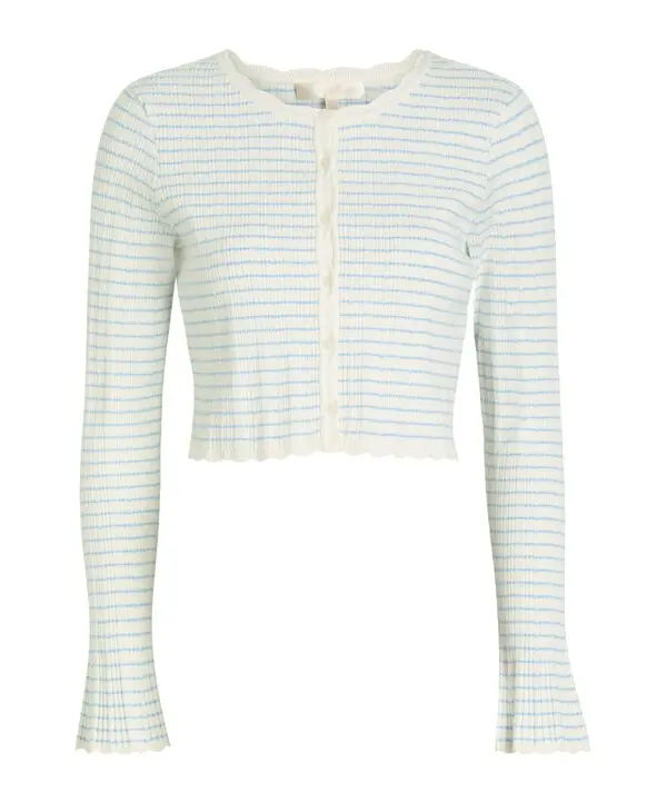 LoveShackFancy Cd Media Striped Cropped Slim-fit Cardigan