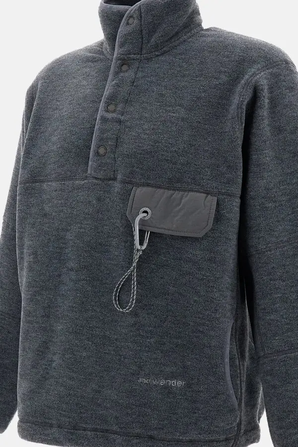 AND WANDER Fleece-knit Panelled Sweatshirt
