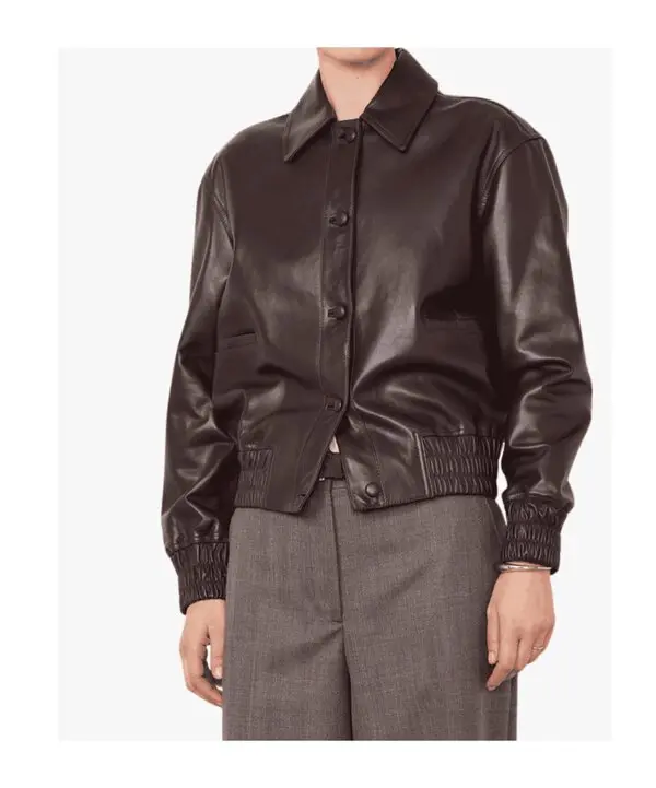 Officine Générale Collared Leather Bomber Jacket