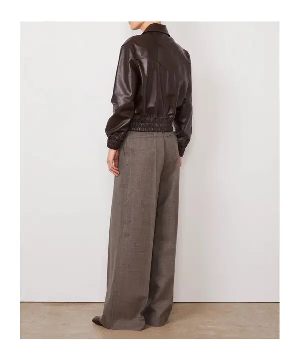 Officine Générale Collared Leather Bomber Jacket