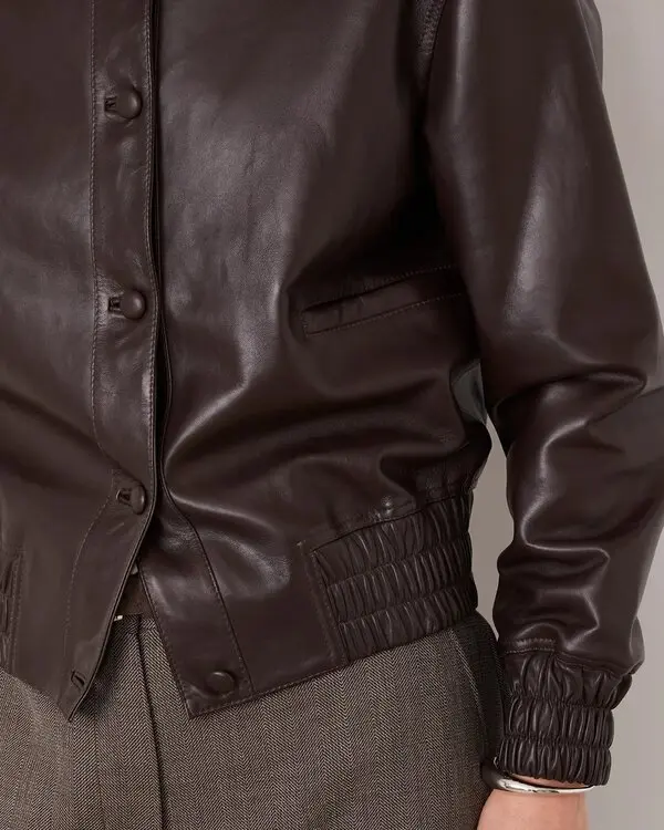 Officine Générale Collared Leather Bomber Jacket
