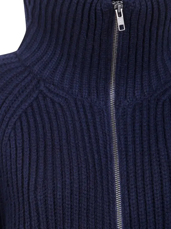 Soeur Jasper Zip Knitted Jacket - Navy Blue