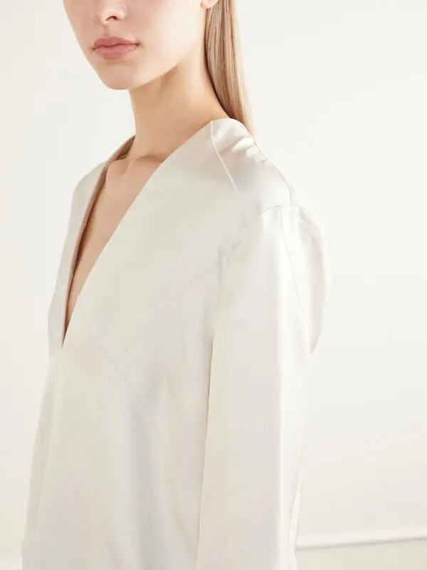 Loulou De Saison Velvet-trimmed Silk-blend Twill Blouse