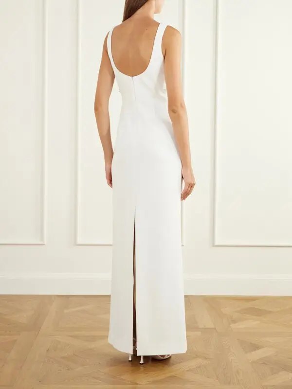 Rebecca Vallance Floral-appliquéd Darted Crepe Gown