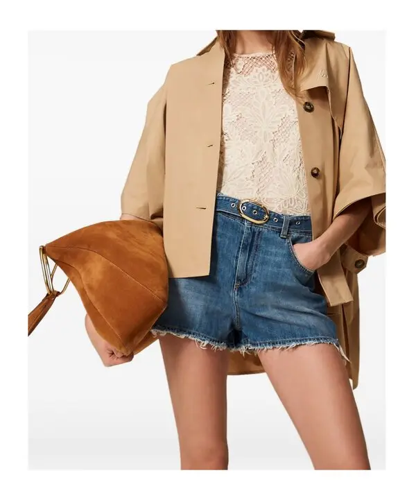 TWINSET Logo Denim Shorts