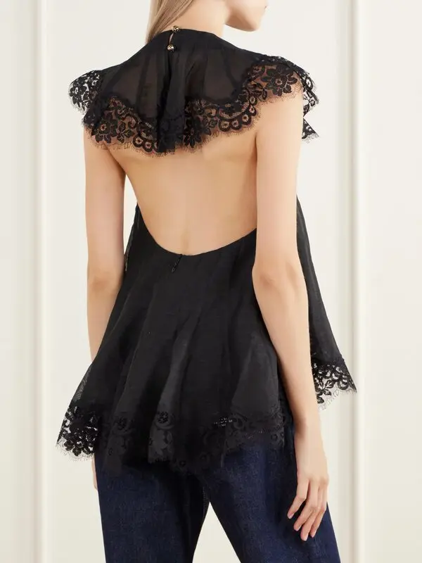 Zimmermann Lace-trimmed Voile Blouse