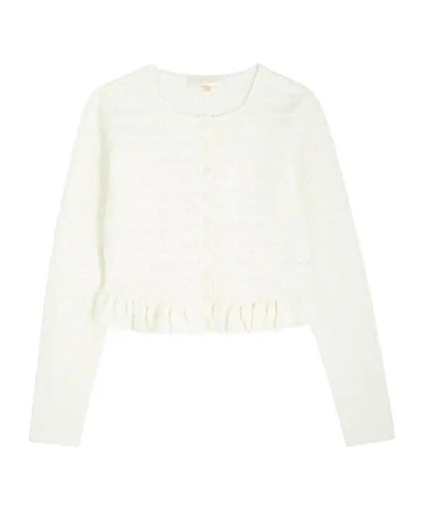LoveShackFancy Cropped, Slim-fit Cardigan - Ivory