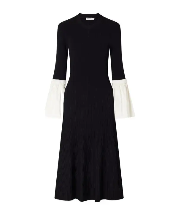 Simkhai Maelle Ribbed Knit Midi Dress - Black