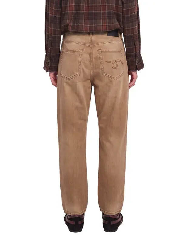 R13 Crossover Distressed Crossover-waist Jeans