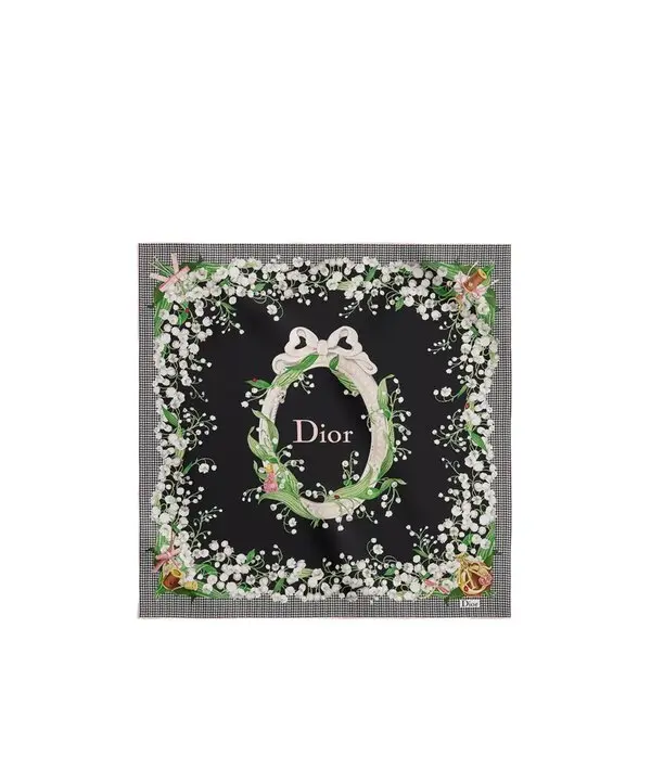 Dior Lucky Médaillon 90 Square Scarf - Black Multicolor