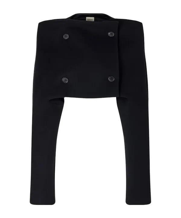 Khaite Cropped Double-breasted Wool-crepe Blazer