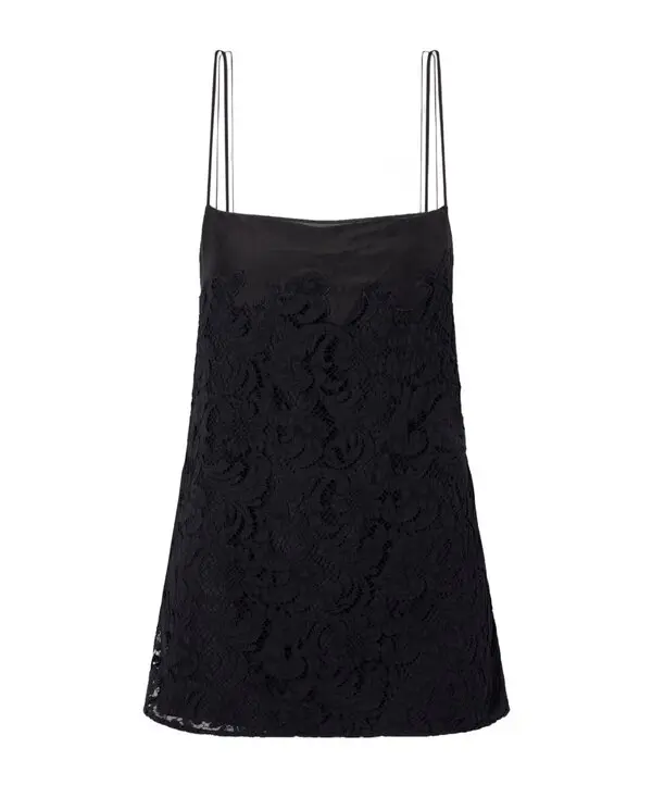 Khaite Lace-trimmed Voile Tank - Black