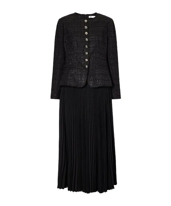 Simkhai Claudina Tweed Long-sleeve Dress - Black