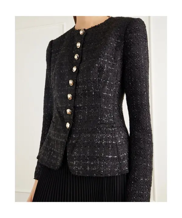 Simkhai Claudina Tweed Long-sleeve Dress