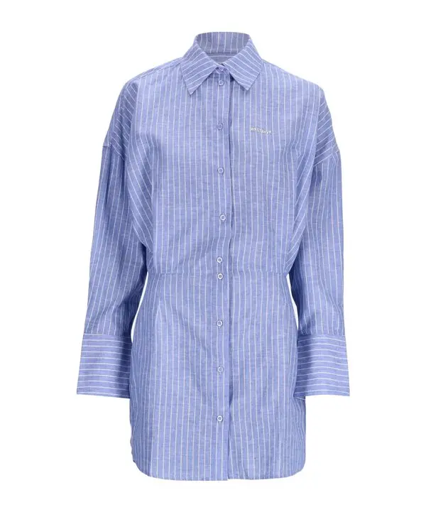 WRSTBHVR Pinstripe-pattern Mini Shirt Dress - Lavender