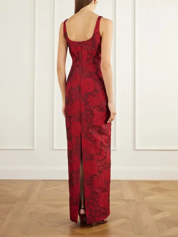 EMILIA WICKSTEAD Paneled Darted Floral-cloqué Gown