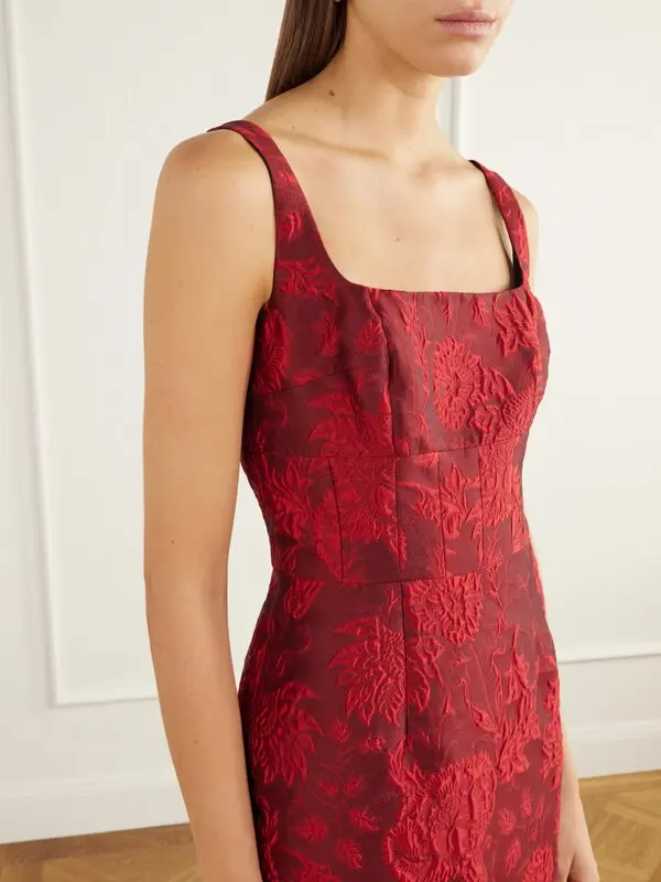 EMILIA WICKSTEAD Paneled Darted Floral-cloqué Gown