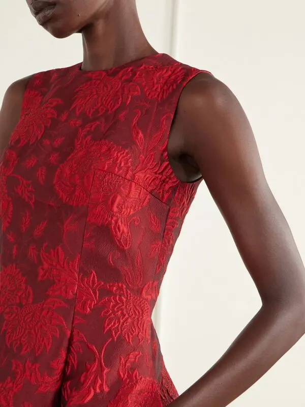 EMILIA WICKSTEAD Pleated Floral-cloqué Midi Dress