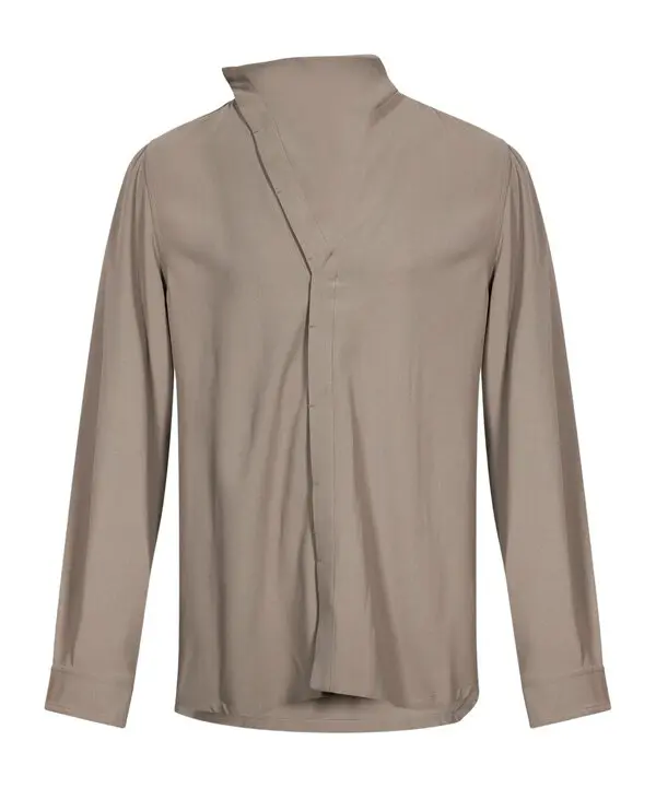 Rick Owens Asymmetric-front Long-sleeve Shirt - Gray