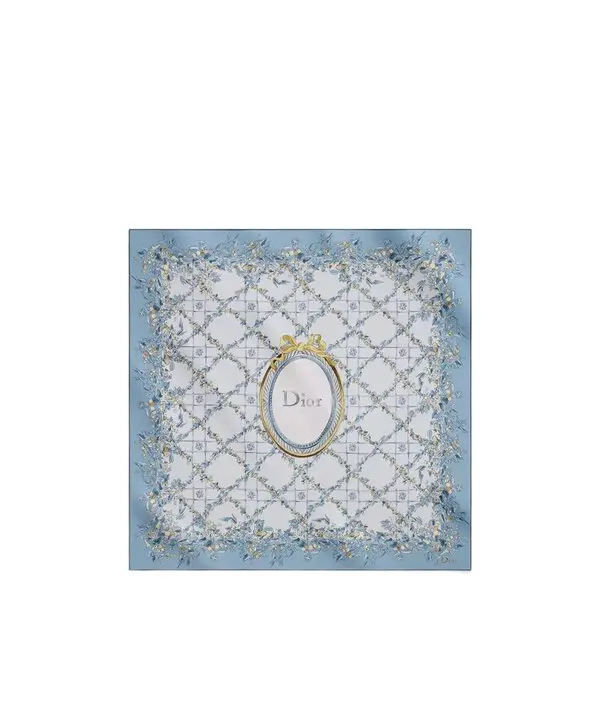Dior Floral Cannage 90 Square Scarf - Blue