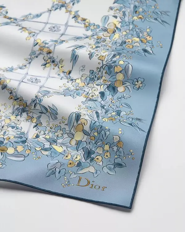 Dior Floral Cannage 90 Square Scarf