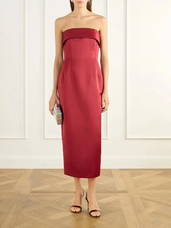 EMILIA WICKSTEAD Strapless Darted Duchess-satin Midi Dress