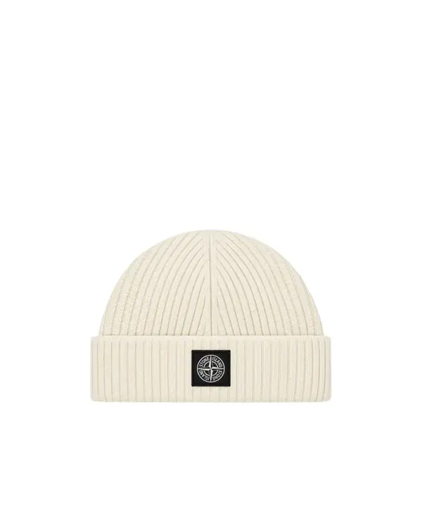 Stone Island Patchwork Knitted Hat - White