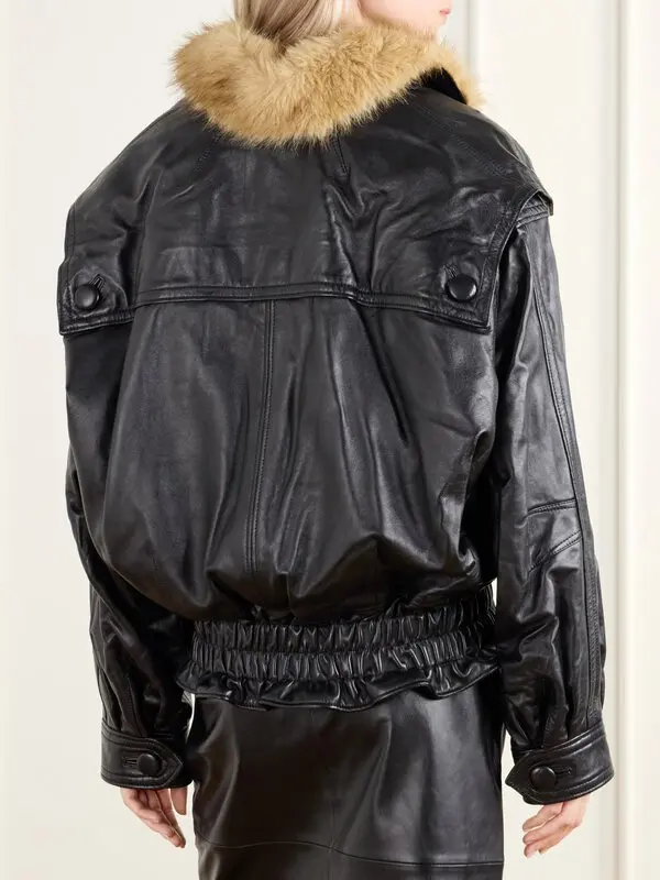 Isabel Marant Étoile Double-breasted Shearling-trimmed Leather Jacket - Black