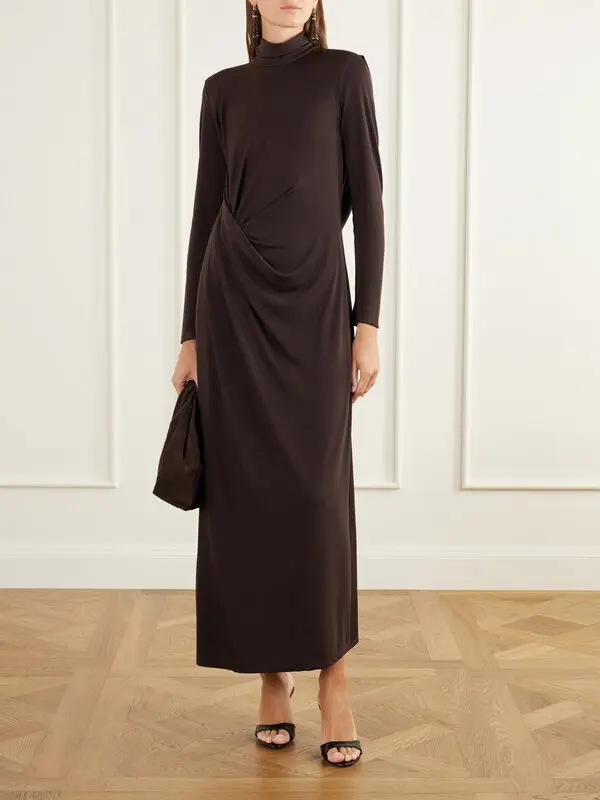 Johanna Ortiz Draped Gathered Stretch-jersey Maxi Dress