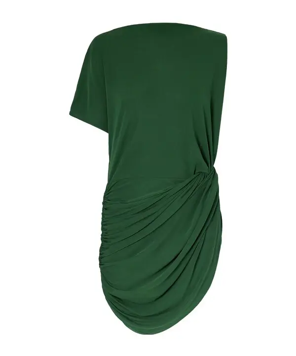 Alex Perry One-shoulder Asymmetric Gathered Jersey Mini Dress
