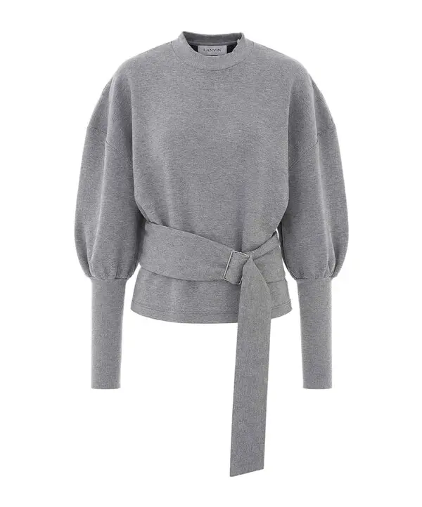 LANVIN Long-sleeve Tie-detail Sweatshirt - Gray