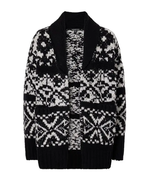 JAMES PERSE Intarsia-knit Wool-blend Cardigan - Black