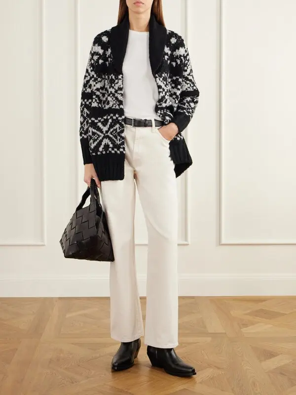 JAMES PERSE Intarsia-knit Wool-blend Cardigan
