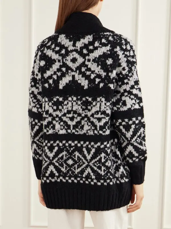 JAMES PERSE Intarsia-knit Wool-blend Cardigan