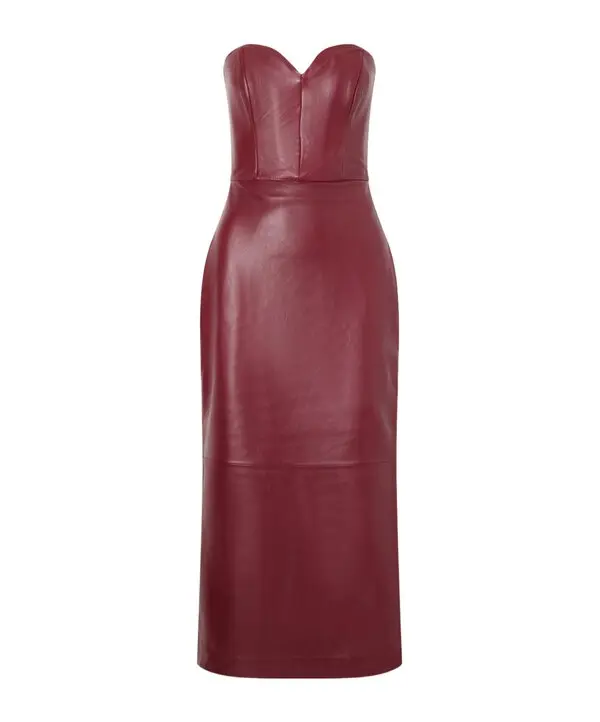 Alex Perry Paneled Leather Midi Dress