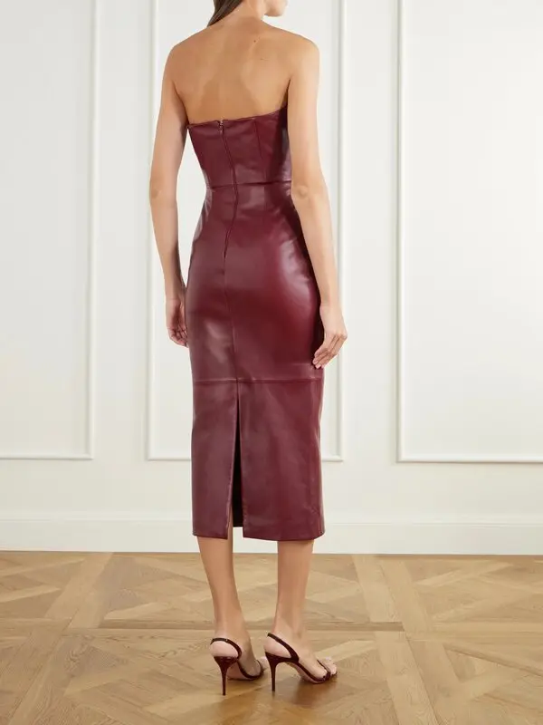 Alex Perry Paneled Leather Midi Dress